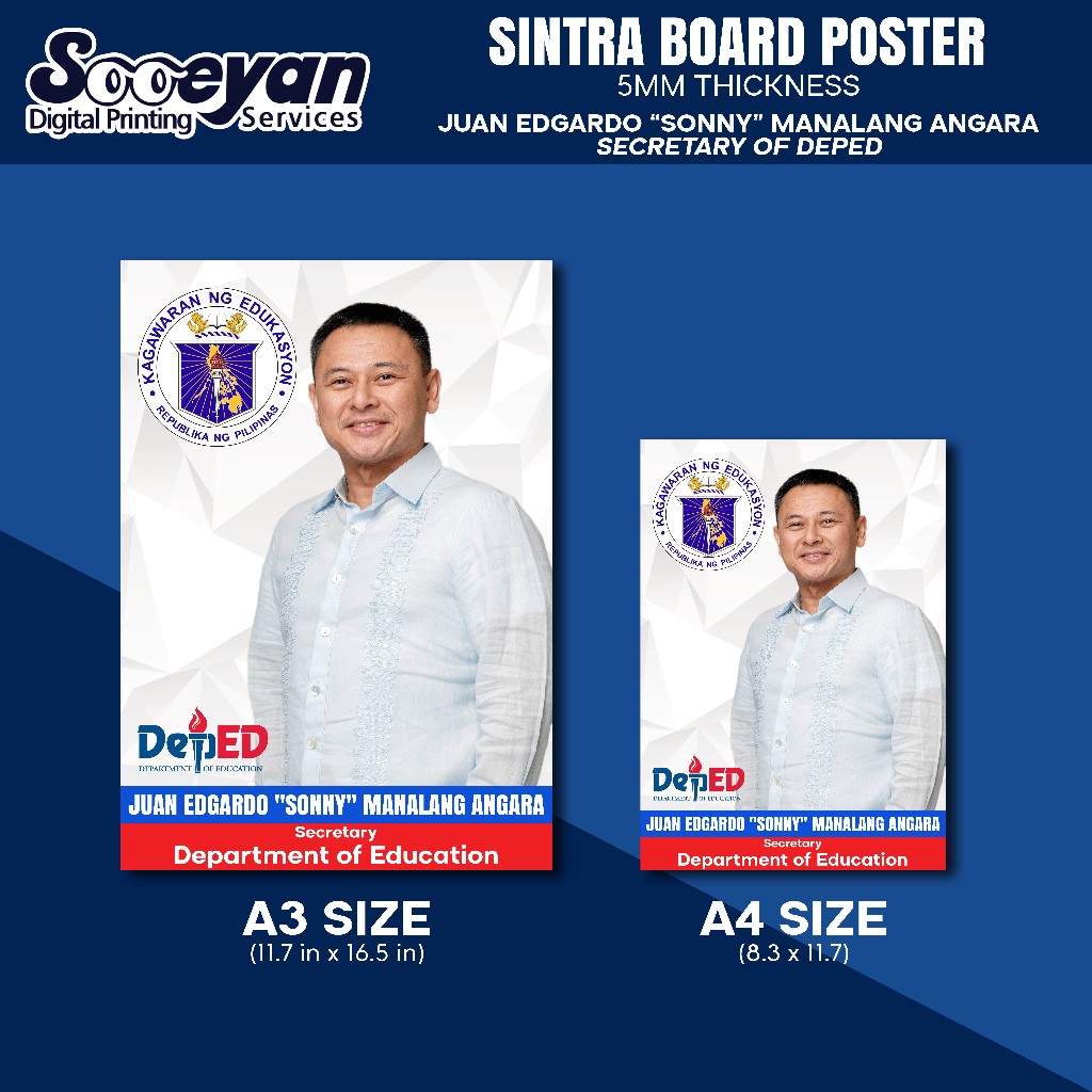 DEPED SECRETARY SONNY ANGARA POSTER SINTRA BOARD | Shopee Philippines