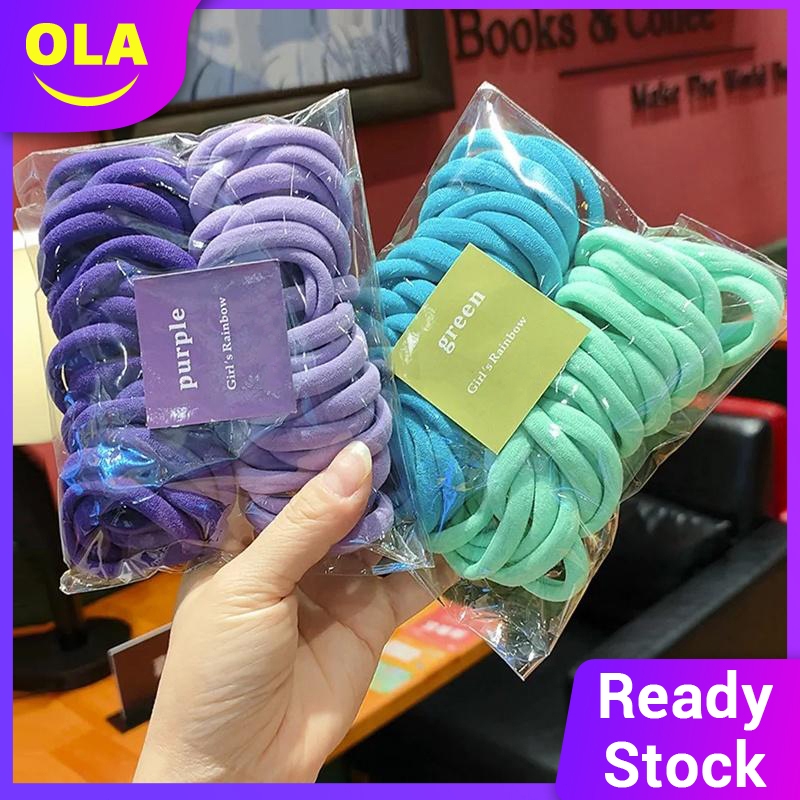 50Pcs Bag New Fashion Women Solid Color Stretch Elastic Rubber Hair ...