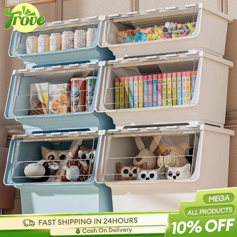 Trove Flip Top Storage box Stackable Organizer Plastic Transparent ...