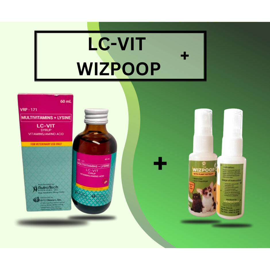 [CLR AGRIVET] LC- VIT MULTIVITAMINS + LYSINE SYRUP 60 ML + WIZPOOP 30 ...