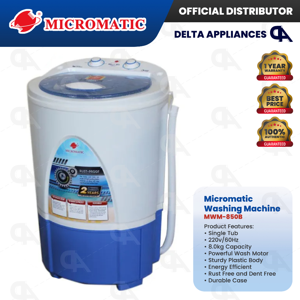 Micromatic Single Tub Washing Machine 8.0Kg. W/ Wash Board Original w ...