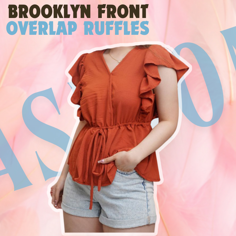 Brooklyn Front Overlap Ruffles Blouse | Shopee Philippines