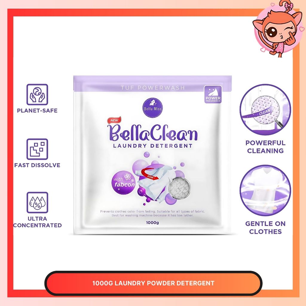 [ 1PC/B1T1 ] Bella Clean Anti-Bacterial Laundry Detergent Powder 1KG ...