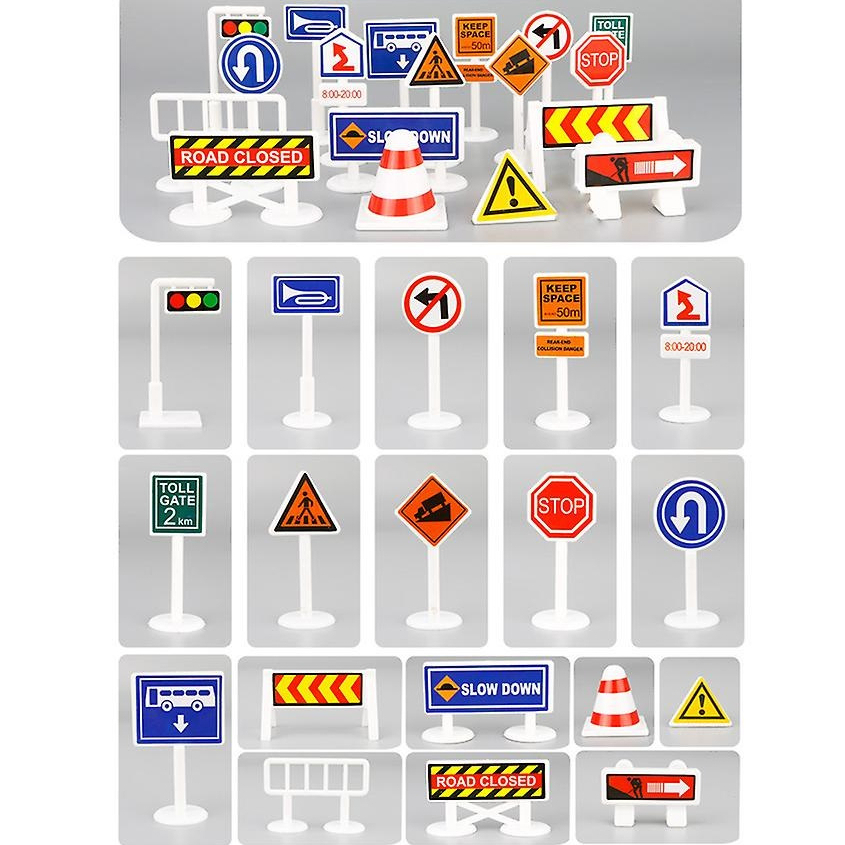 28pcs Mini English Road Signs Traffic Sign Signage Toy Diorama Landscape Model | Shopee Philippines