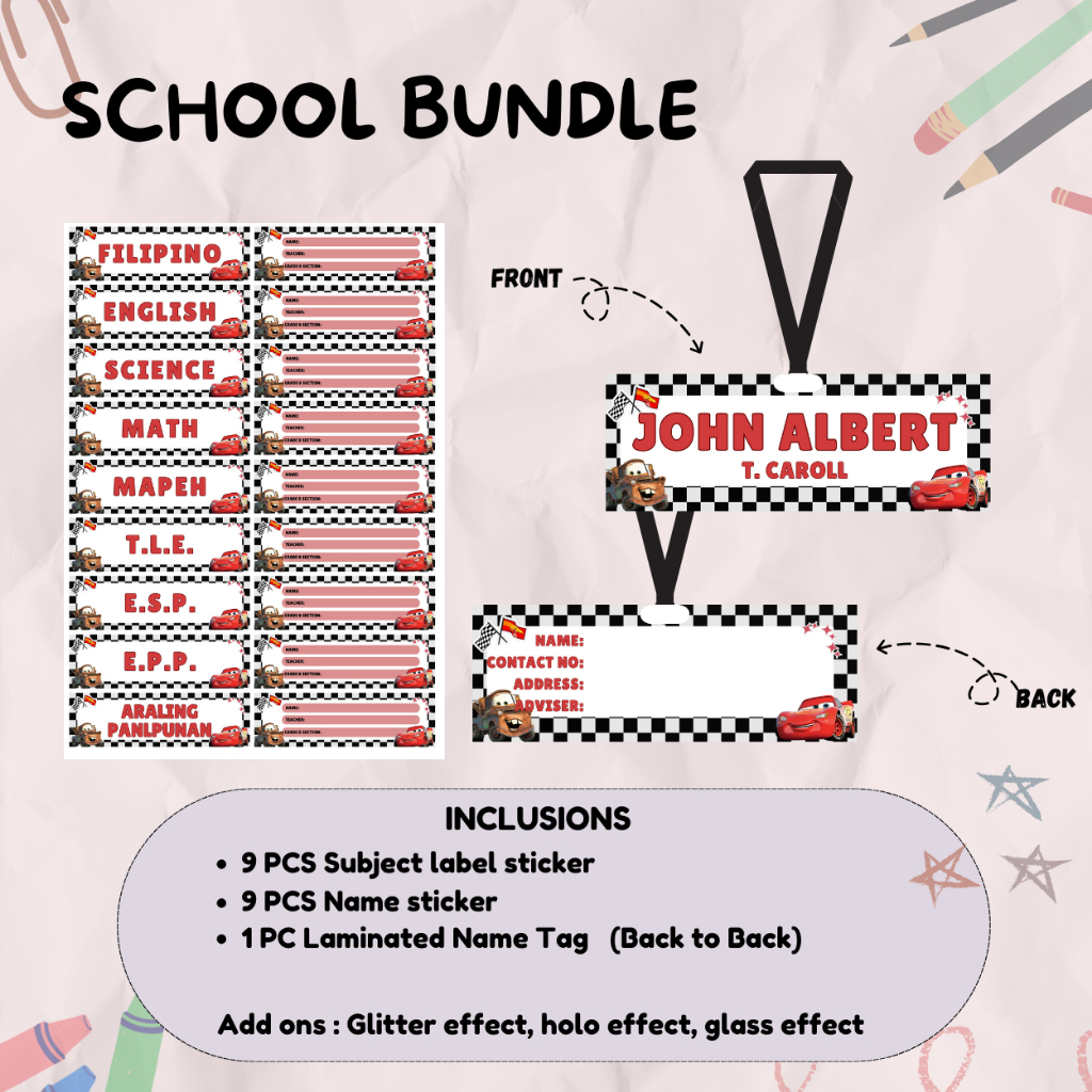 BACK TO SCHOOL PERSONALIZED STICKER SUBJECT LABEL / CUSTOMIZED STICKER ...