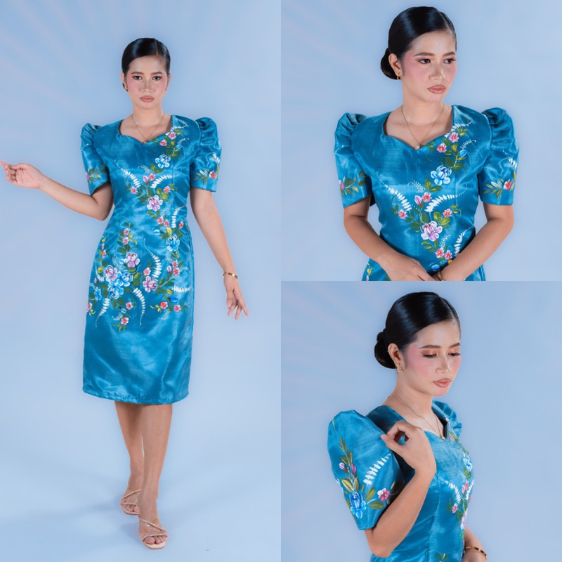 Filipiniana Midi Painting Blue | Shopee Philippines