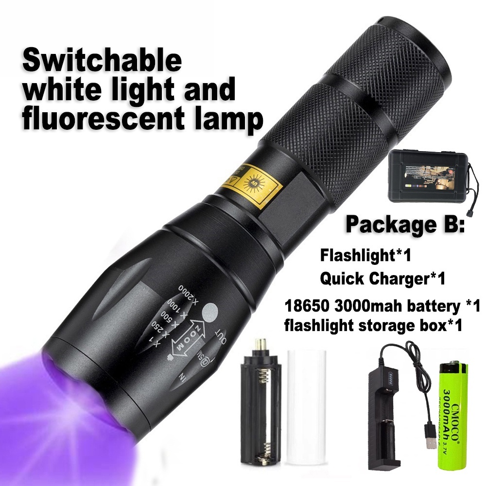 CMOCO G700 LED Zoom UV Flashlight 395nm Purple Torch Adhesive Curing ...