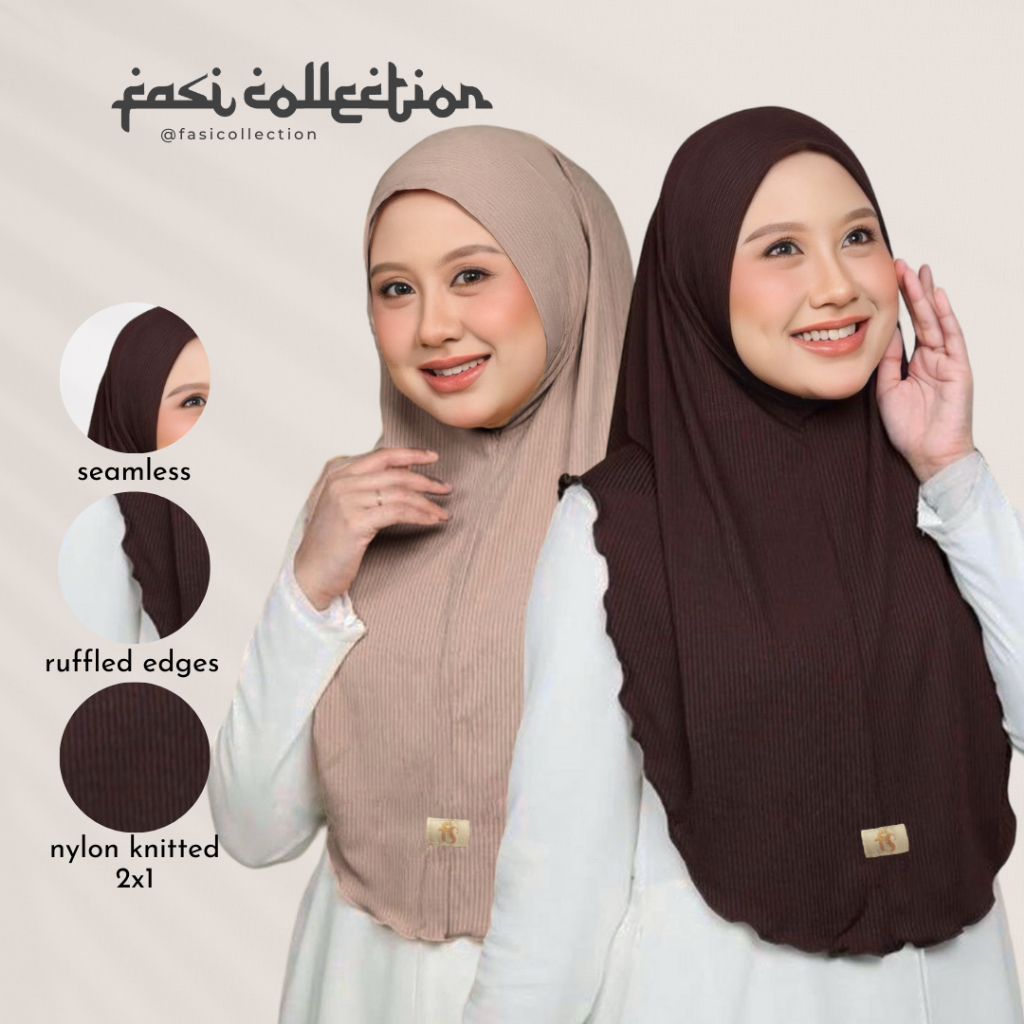 FASI SEAMLESS HEGIRA ALFARO UNIQLO KNITTED NYLON 2x1 Instant Hijab ...