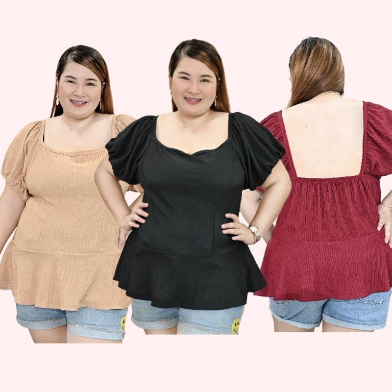 PLUS SIZE BACKLESS BLOUSE ONE SIZE ONLY 2XL TO 4XL WITH GARTER AT THE ...