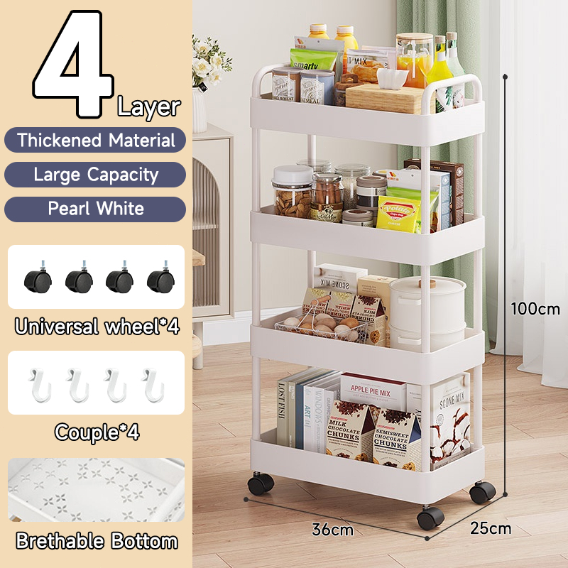 3 Tier Multi-functional Plastic Tray Trolley Rack with Handle Storage ...