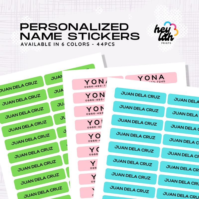 44pcs Name Stickers, 6 colors of Personalized Sticker Labels - 2 ...