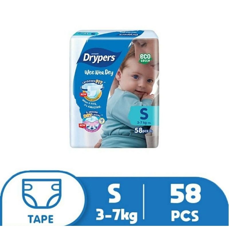 SALE Drypers Wee Wee Dry Jumbo Pack Small (58pcs) - Tape Diapers ...