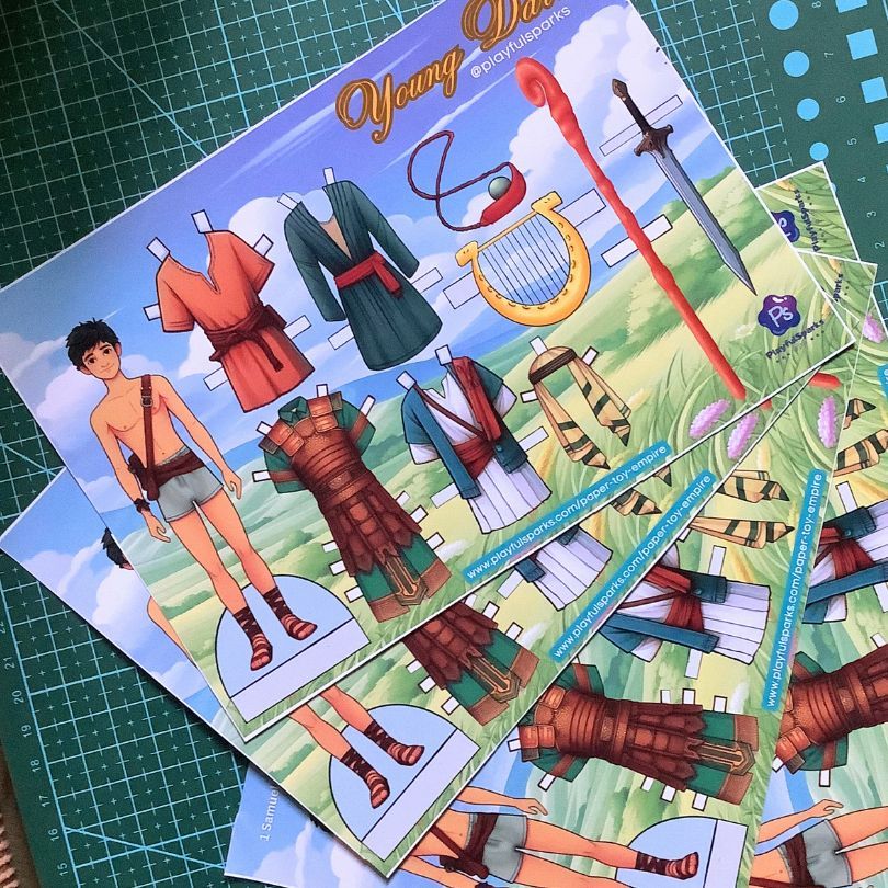 Young King David Paper Doll - A5 Size, Hand-Painted, Glossy Photo Paper ...