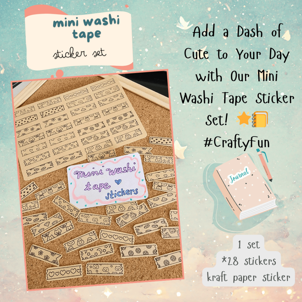 CUTE STICKER SET MINI WASHI TAPE (BLACK OUTLINE) | Shopee Philippines