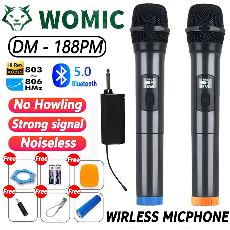 Wireless Microphone Bluetooth UHF Work Range 100M For Videoke Dual ...