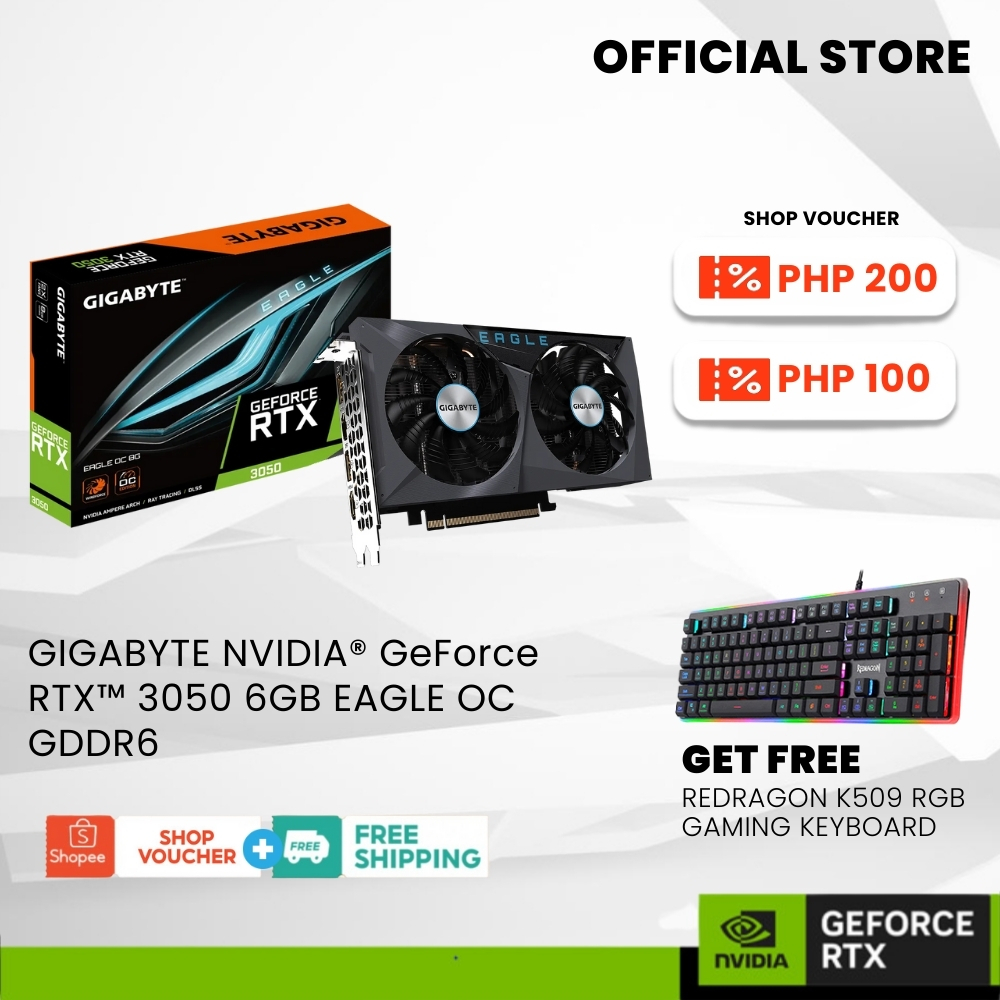 Gigabyte NVIDIA® GeForce RTX® 3050 Eagle OC 6GB GDDR6 Graphic Card (GV ...