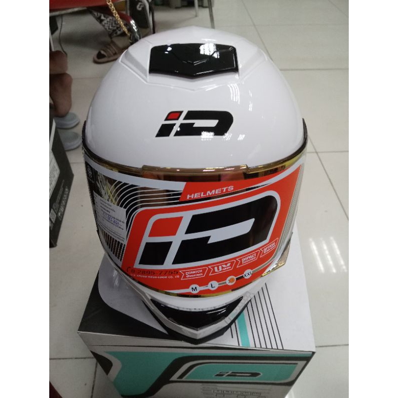 ID HELMET SPARTAN PLAIN WHITE BLACK SPOILER FULL FACE XL | Shopee ...