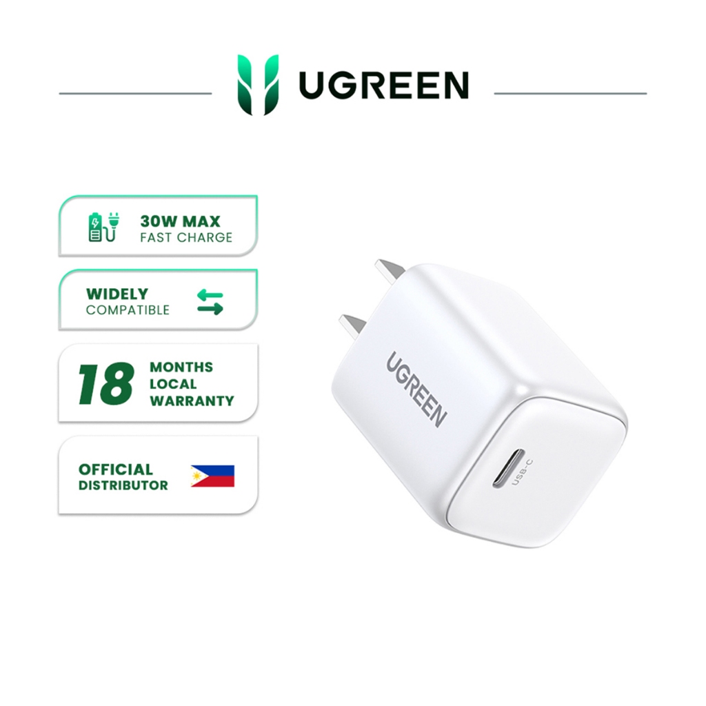UGREEN 30W Nexode GaN Charger USB-C PD GaN Fast Charger US (White) - PH | Shopee Philippines