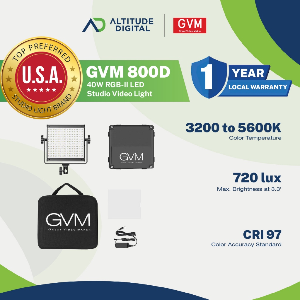 GVM 800D 40W RGB-II LED Studio Video Light | Shopee Philippines