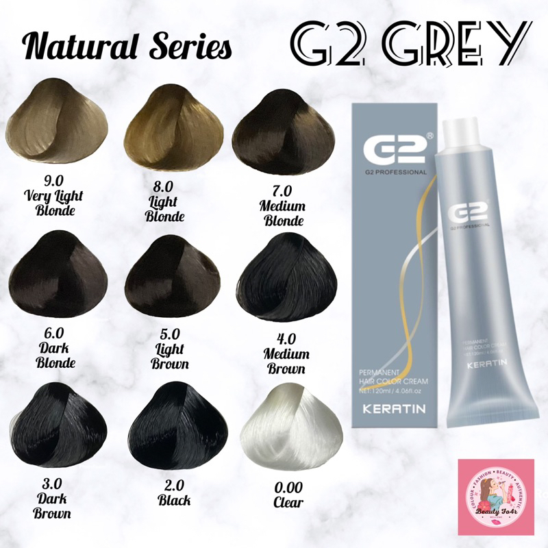 G2 GREY HAIR COLOR WITH KERATIN NATURAL COLOR SERIES | Shopee Philippines