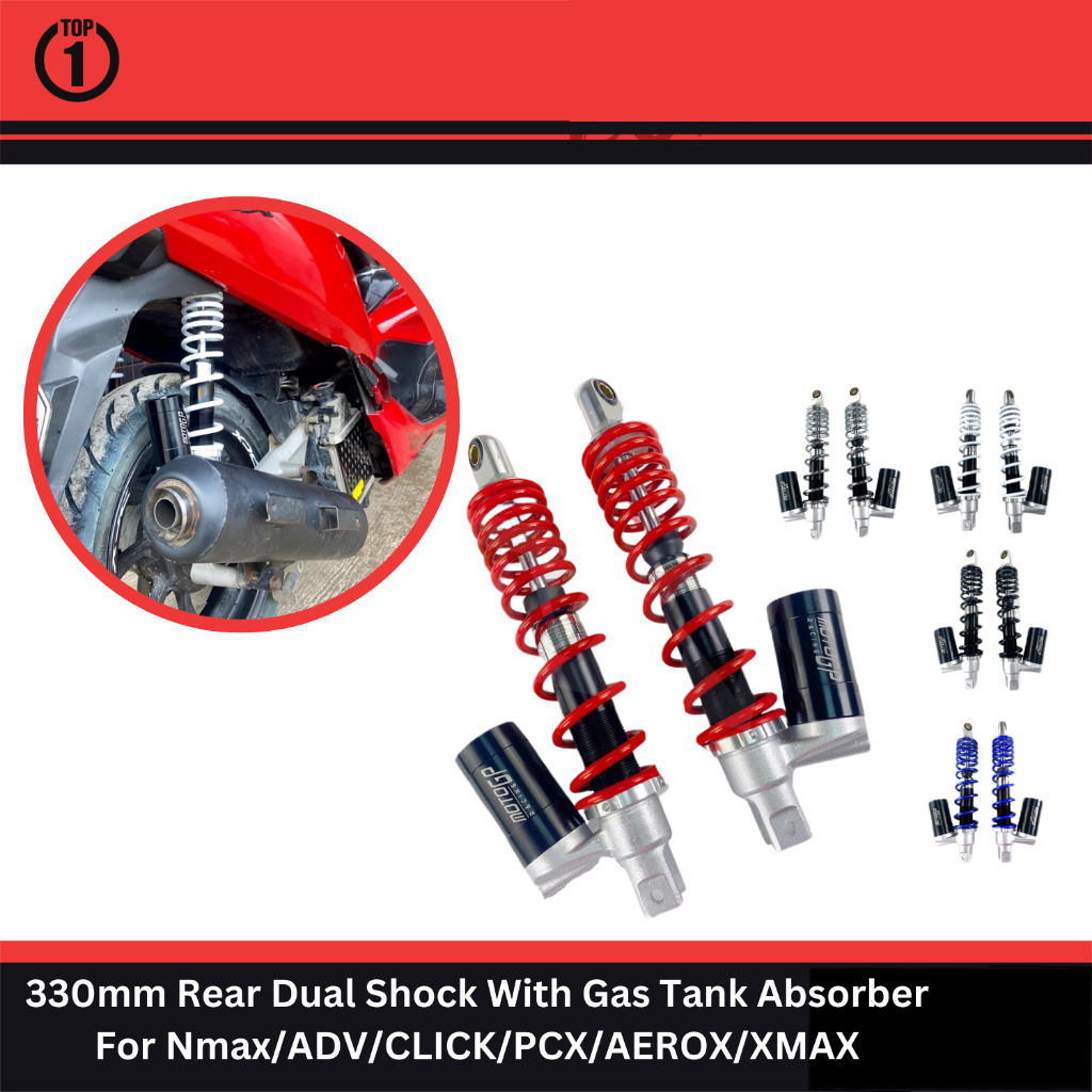 Top1 PH Pair 330mm Rear Dual Shock Suspension With Gas Tank Nmax Aerox ...