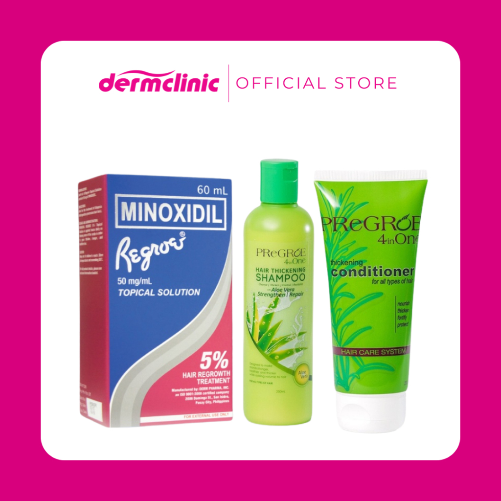 Minoxidil Regroe 60ml, Pregroe Shampoo & Pregroe Conditioner | Shopee ...