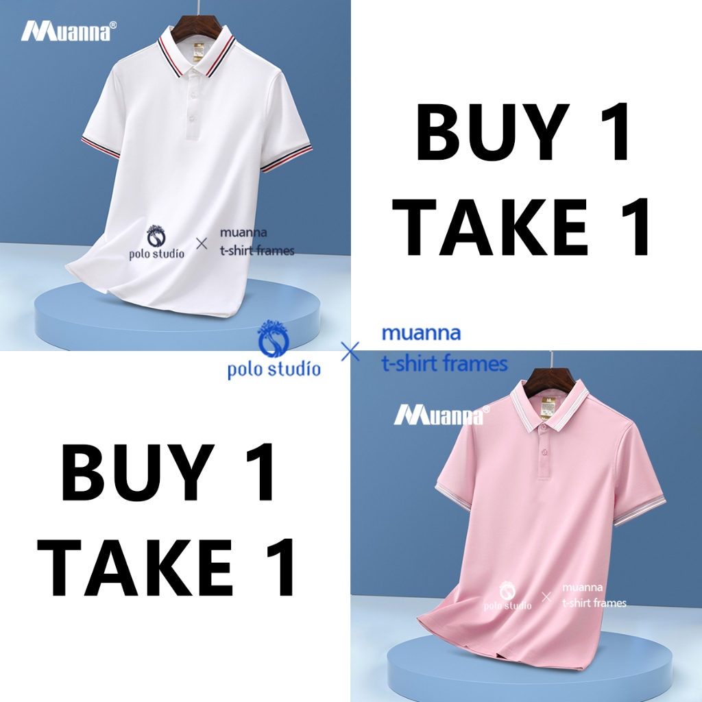 BUY 1 TAKE 1 men s drifit stripe polo shirt for Man & Women plain white ...