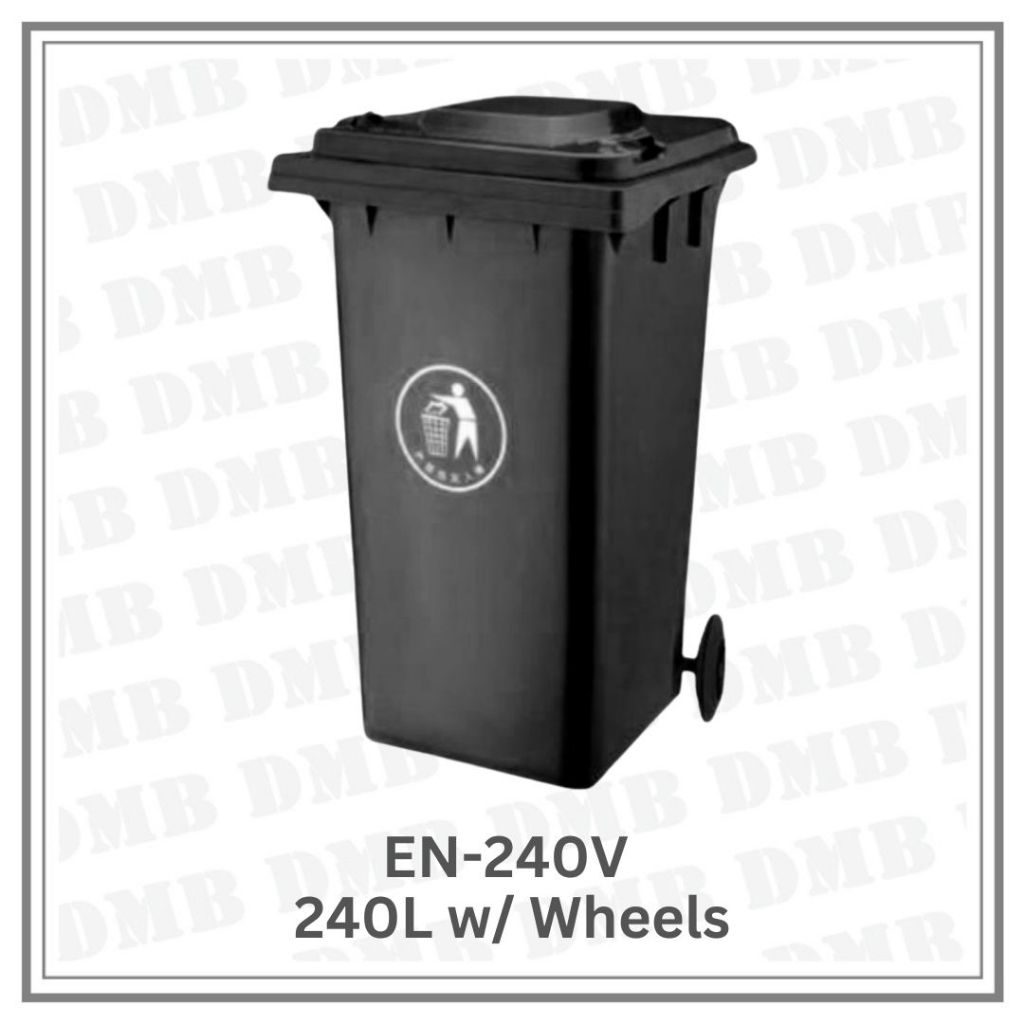 240 Liters Mobile Trash Bin with Cover and Wheels Assorted Colors (EN ...