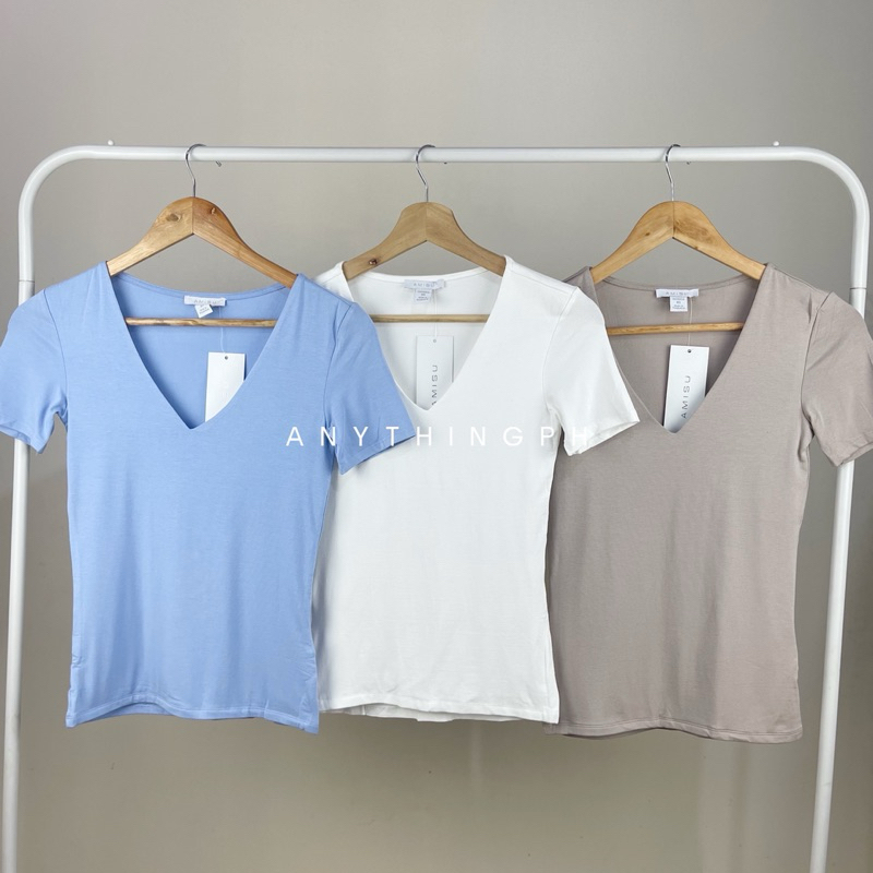 AMISU VNECK FULL LENGTH TSHIRT | Original Overrun | Shopee Philippines