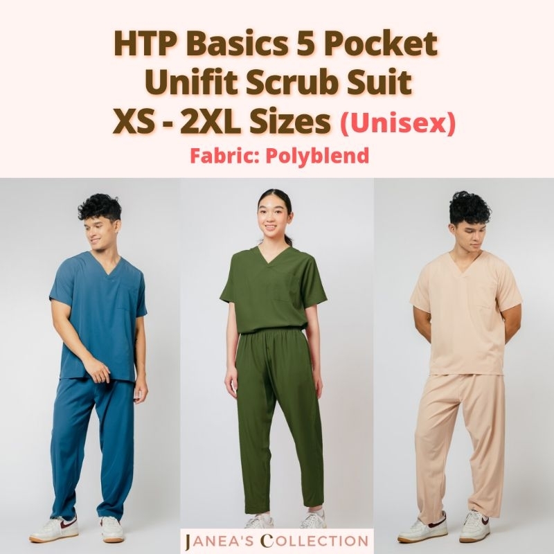 JANEA'S HTP Basics 5 Pocket Unifit Scrub Suit/Scrubs Nurse/Doctor ...