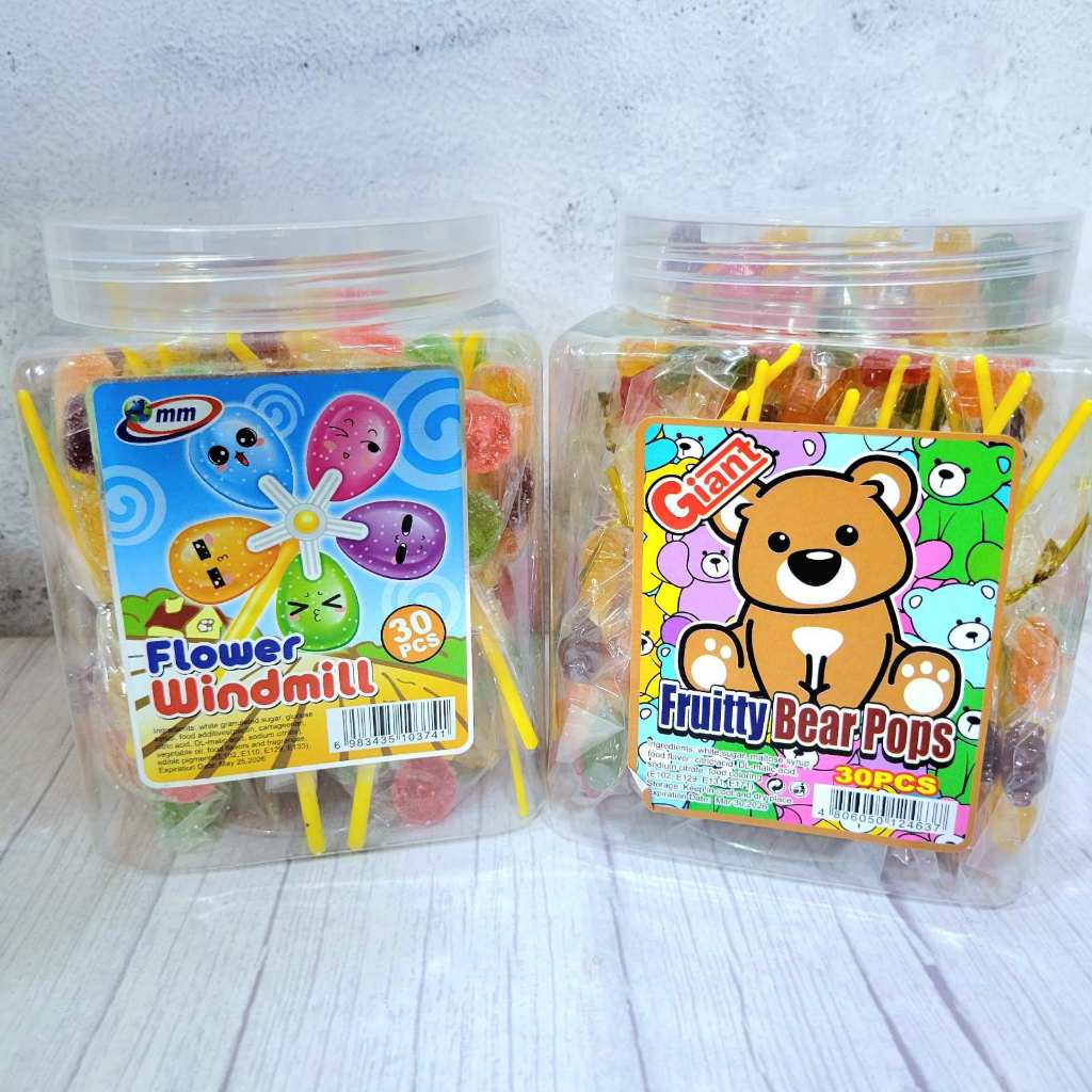 Flower Bear Windmill Lollipop Gummy Candy 30pcs | Shopee Philippines