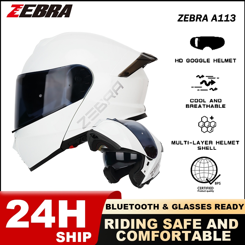 ZEBRA A113 Modular Dual Dark Visor Helmet Full Face for Motorcycle ...