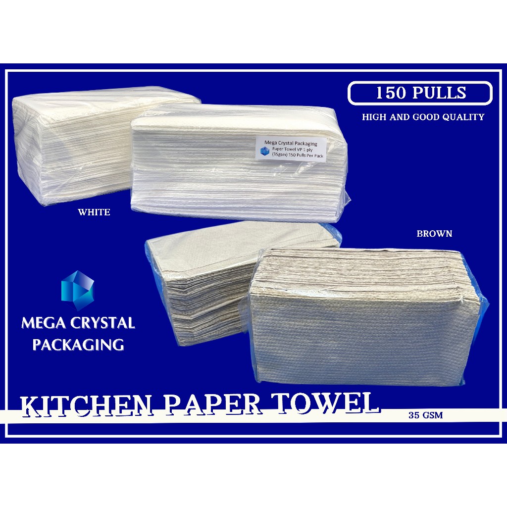 Paper Kitchen Towel Tissue VP 1 Ply ( 150 Pulls ) White or Brown ...
