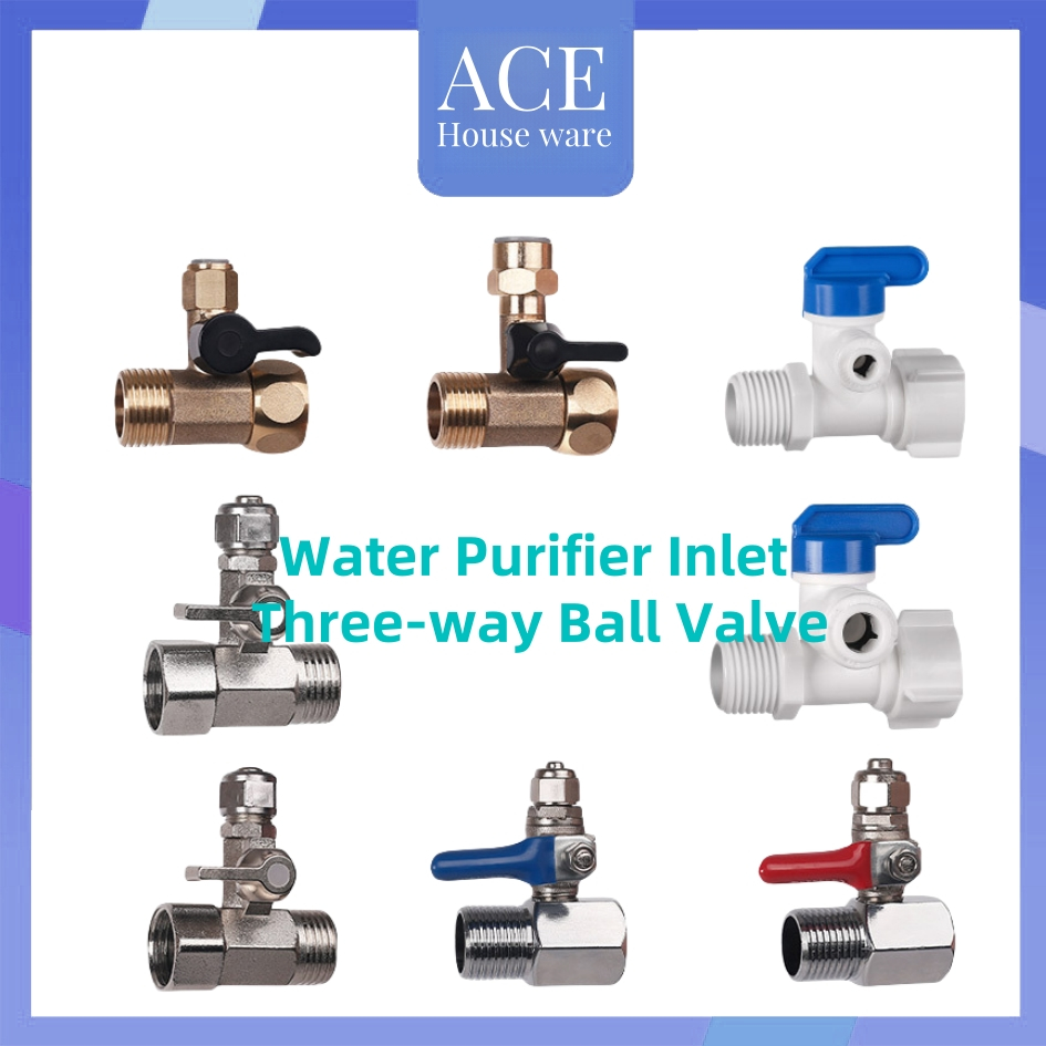Water purifier water inlet three-way ball valve 1/2'' to 1/4'' 1/2'' to ...