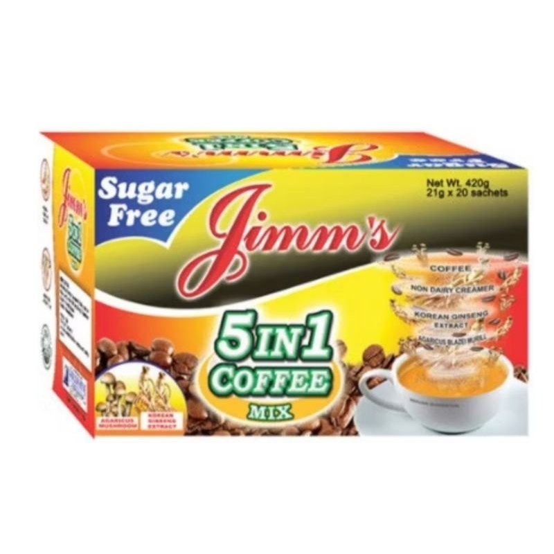 Jimm's SUGAR FREE 5 in 1 Coffee Mix Korean Ginseng and Agaricus ...