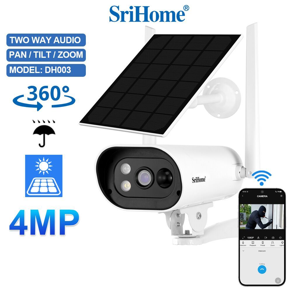 Srihome DH003 2K 4MP Outdoor Solar Wifi Camera Low Power Battery ...