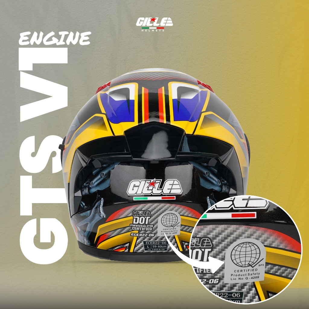 Gille Helmet 135 GTS V1 ENGINE Motorcycle Helmet Full Face Dual Visor ...