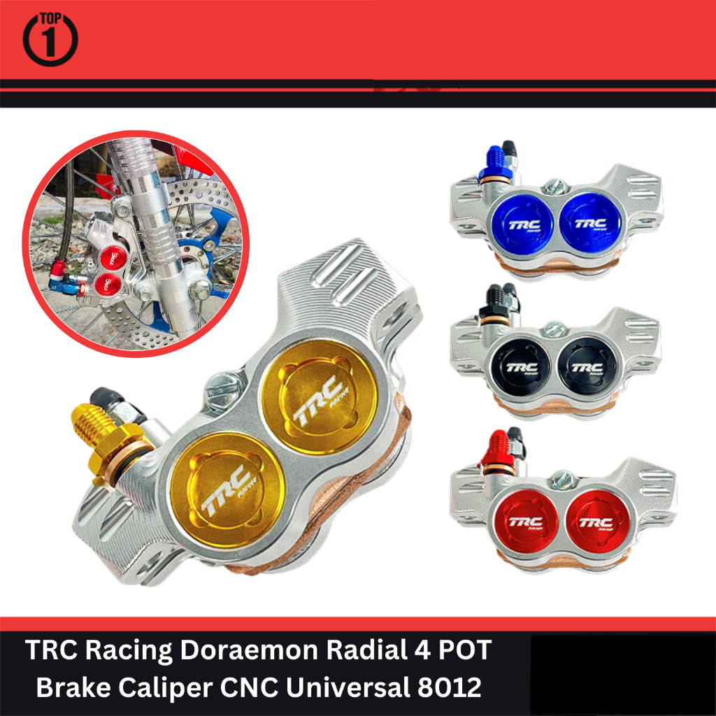 Top1 Motors TRC Racing 4 pot Doraemon Radial Front Brake Caliper CNC ...