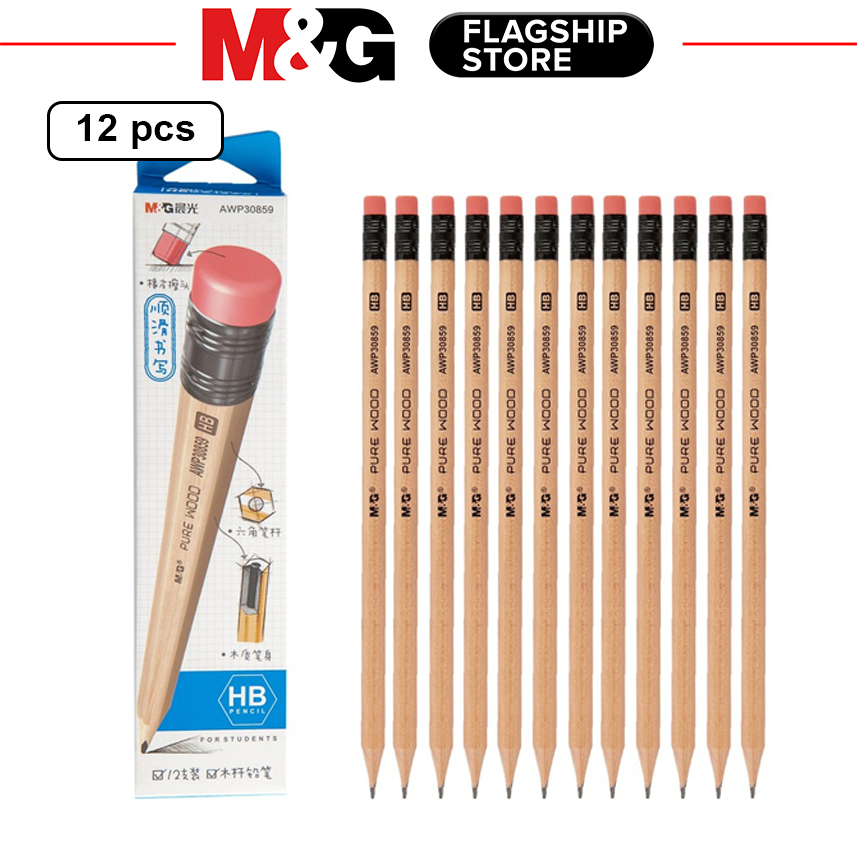 M&G Pure Wood Hb Pencil Awp30859 (12pcs Set) | Shopee Philippines