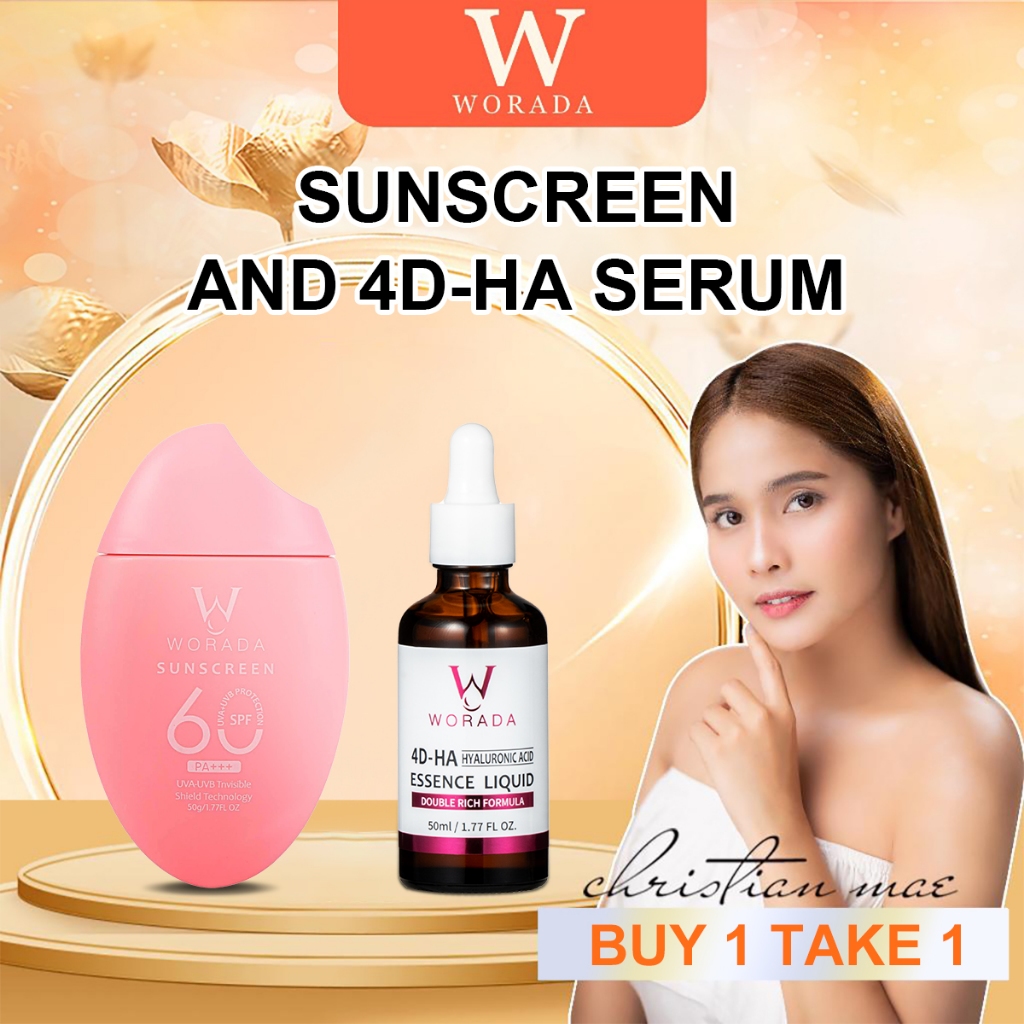 WORADA SPF 60 SUNSCREEN AND 4D-HA HYALURONIC SET Sun Protection,Whitening,Moisturing Face ...