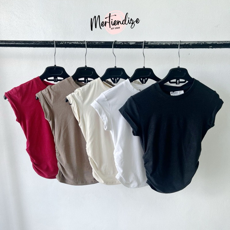 Bershka Side Ruched Crop Top | Authentic Overruns | Shopee Philippines