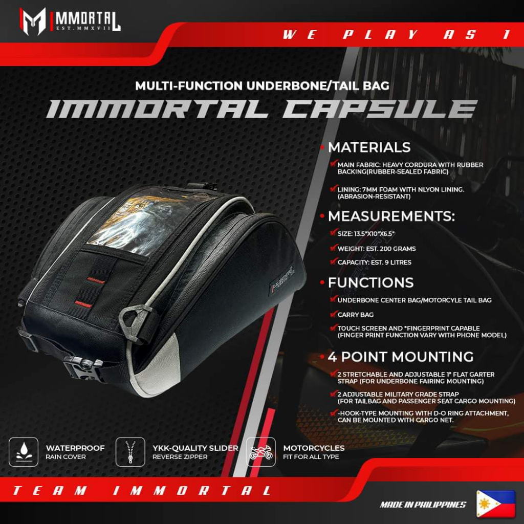 CAPSULE BAG/SADDLE BAG/TANK BAG/MULTI- FUNCTION BAG BY IMMORTAL MOTOBAG ...