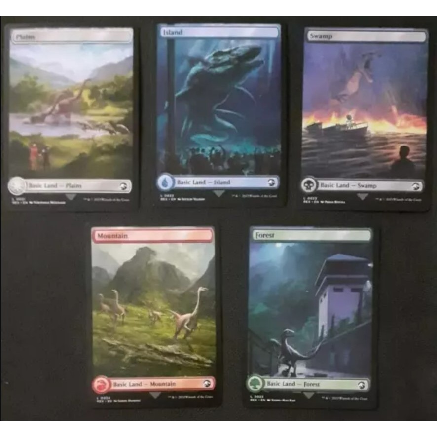 FULL ART BASIC LANDS Jurassic World Collection REX MTG Magic the ...