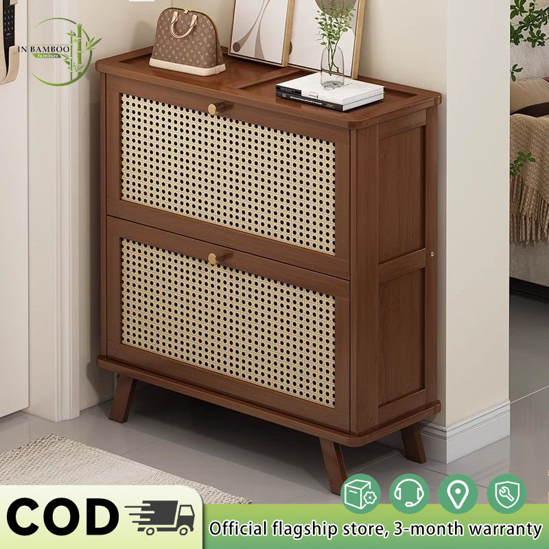 Rattan Multifunctional shoe cabinet 3 layers Shoe Cabinet Storage ...