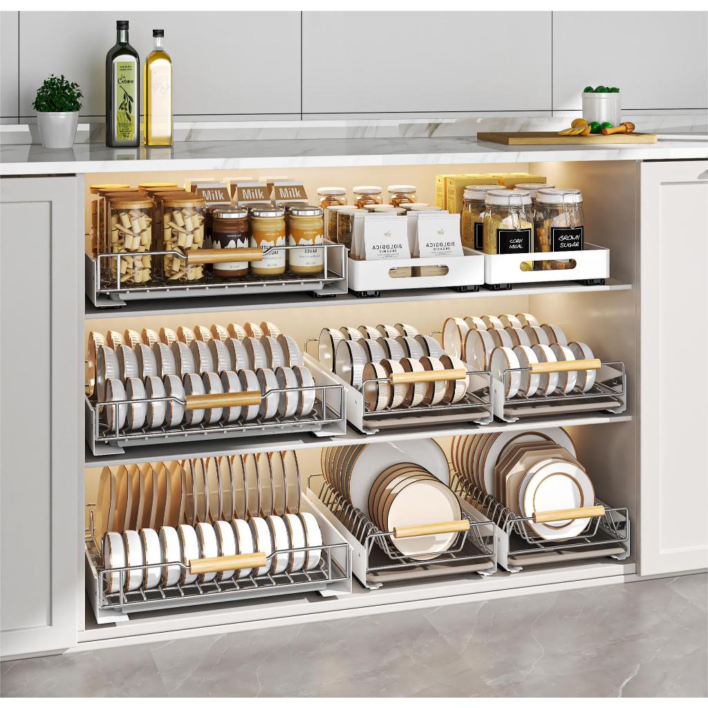 Stainless steel dish rack kitchen cabinet pull-out drawer cabinet dish ...