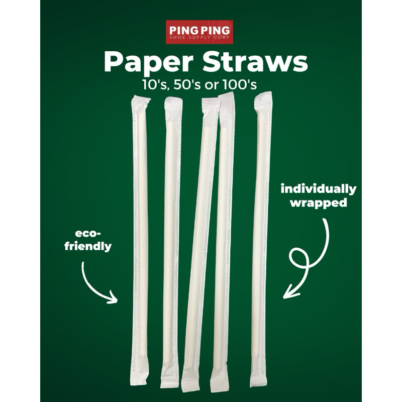 Paper Straws Individually Wrapped Eco friendly Disposable Straws - 10s ...