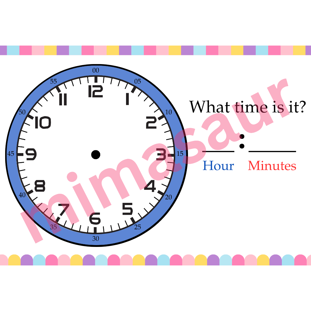 Telling Time Laminated Sheet +FREE DRY ERASE MARKER | Shopee Philippines