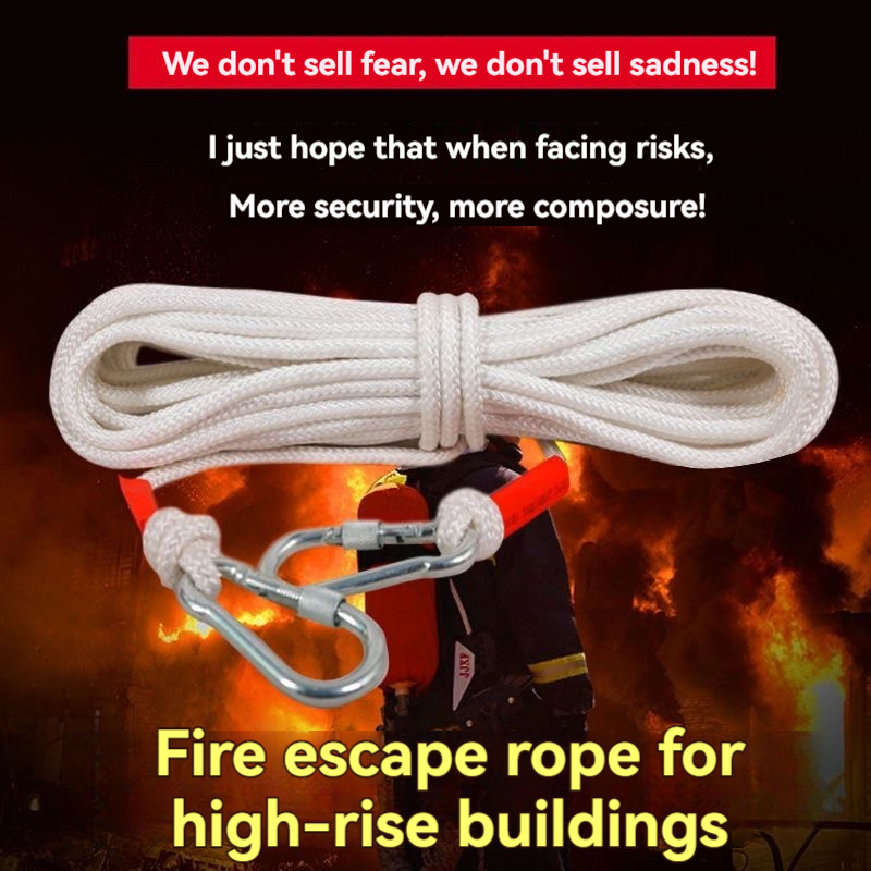 High-altitude fire escape rope Steel core safety rope (double hook ...