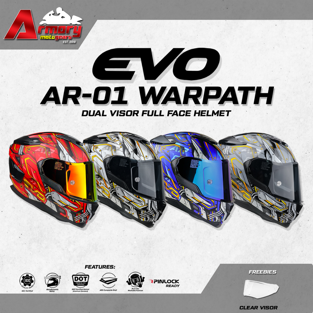 EVO AR-01 WARPATH DUAL VISOR FREE CLEAR LENS | Shopee Philippines