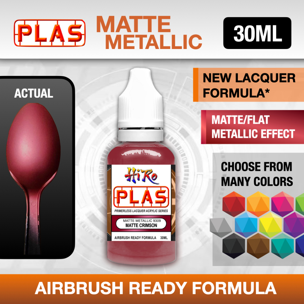 PLAS Matte Metallic Colors 30ml (Flat Metallic Effect - Airbrush Ready ...